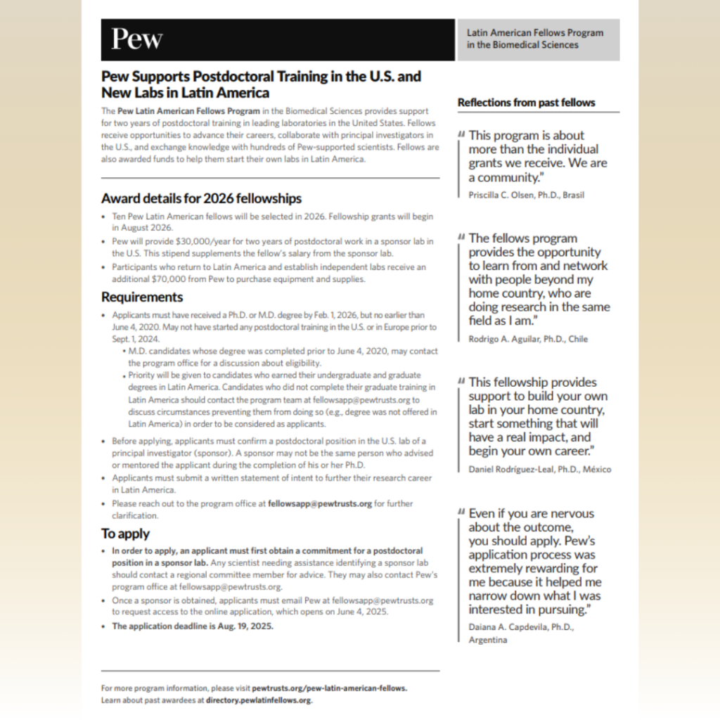 Pew Latin American Fellows Program in the Biomedical Sciences ...